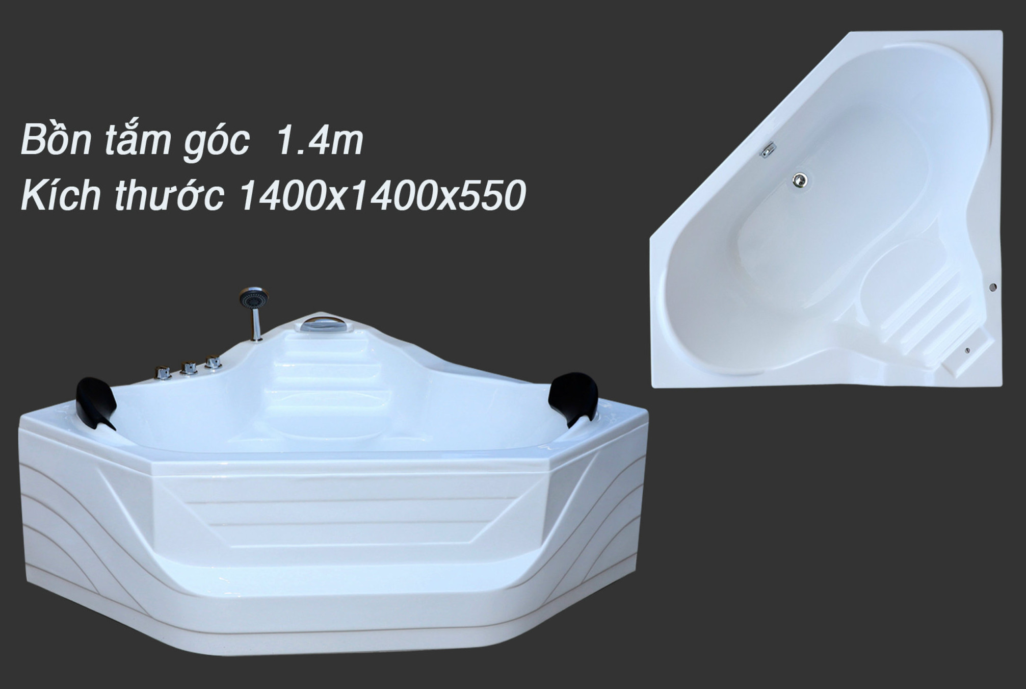 SL9314 - BỒN TẮM GÓC 1400x1400X500mm SINLEE - Đại lý vòi nước