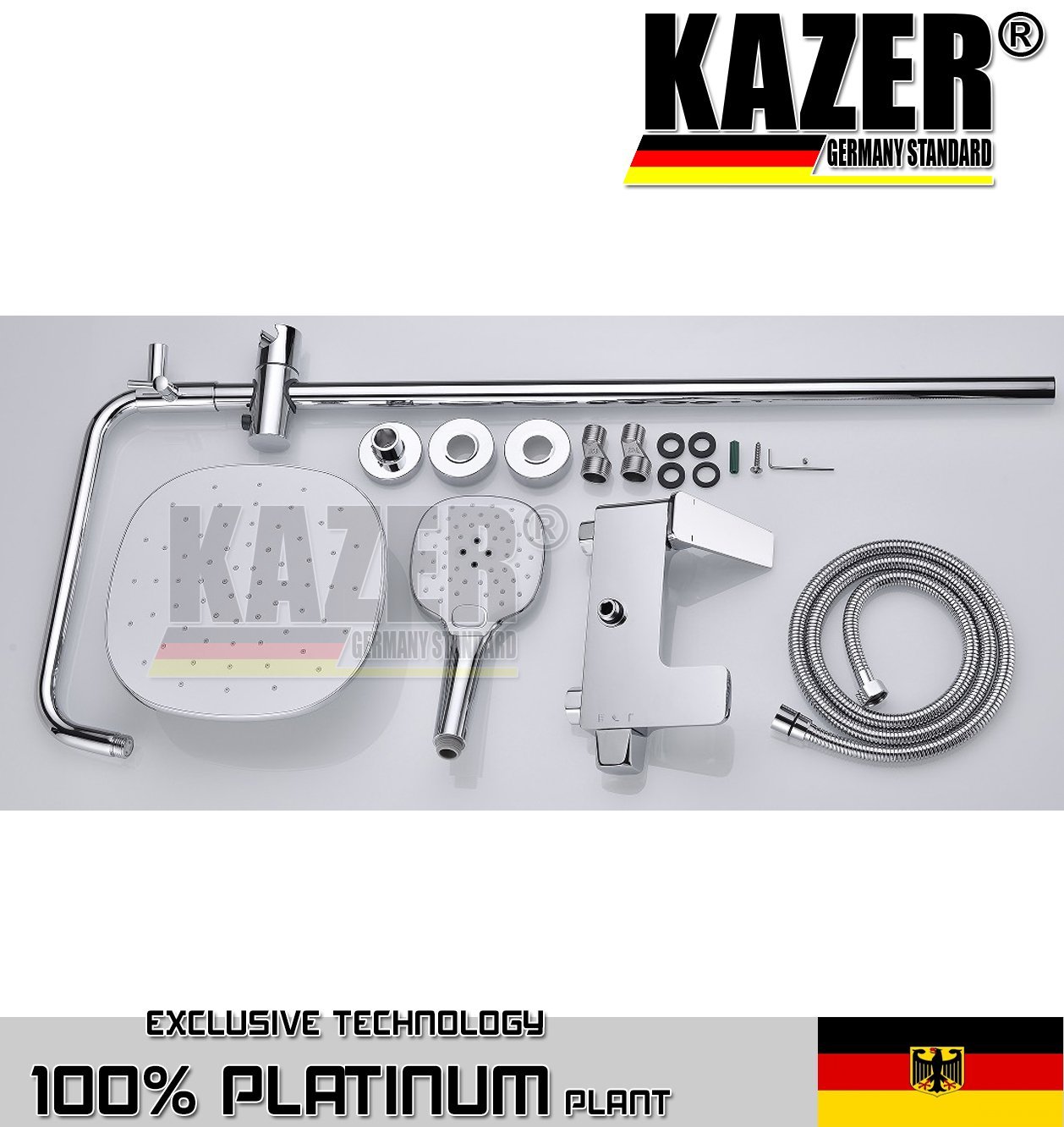 KZ7106P , SEN CÂY TẮM ĐỨNG MẠ PLATIUM KAZER GERMANY - Đại lý vòi nước